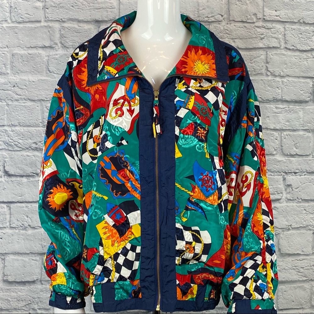 Vintage 1980s Re Sport Sailor Themed Windbreaker - Gem